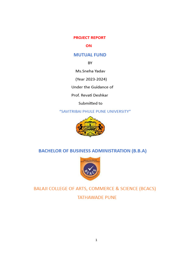 FB Project Sneha | PDF | Investment Fund | Investing