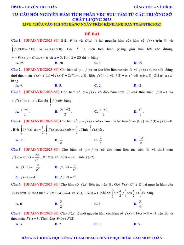 Vdc Tích Phân 2023 | PDF