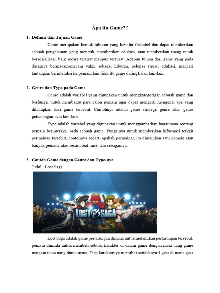 Definisi dan Jenis Game Modern | PDF | Game & Aktivitas
