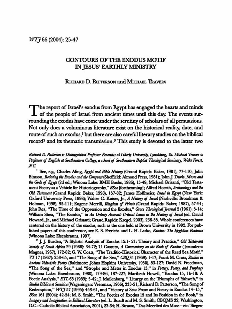 Contours of The Exodus Motif in Jesus' Earthly Ministry - Patterson ...