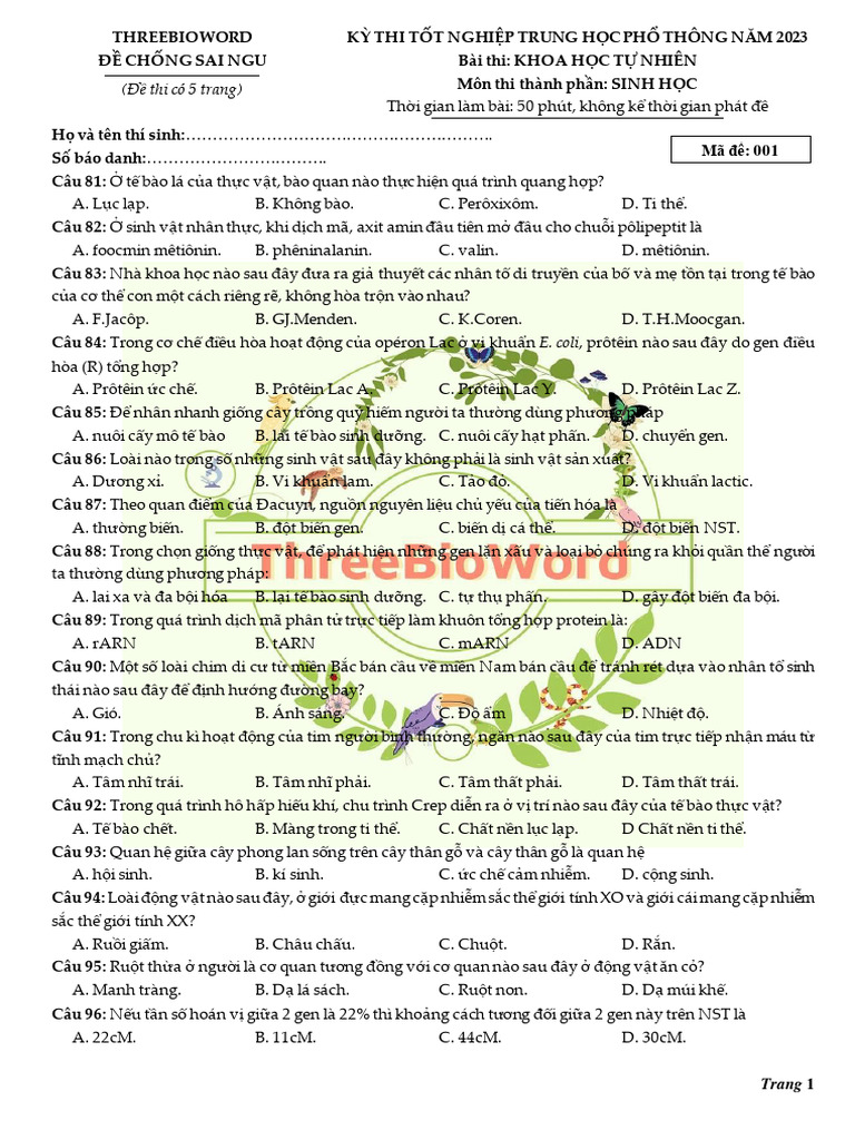 Đề Chống Sai Ngu 01 | PDF