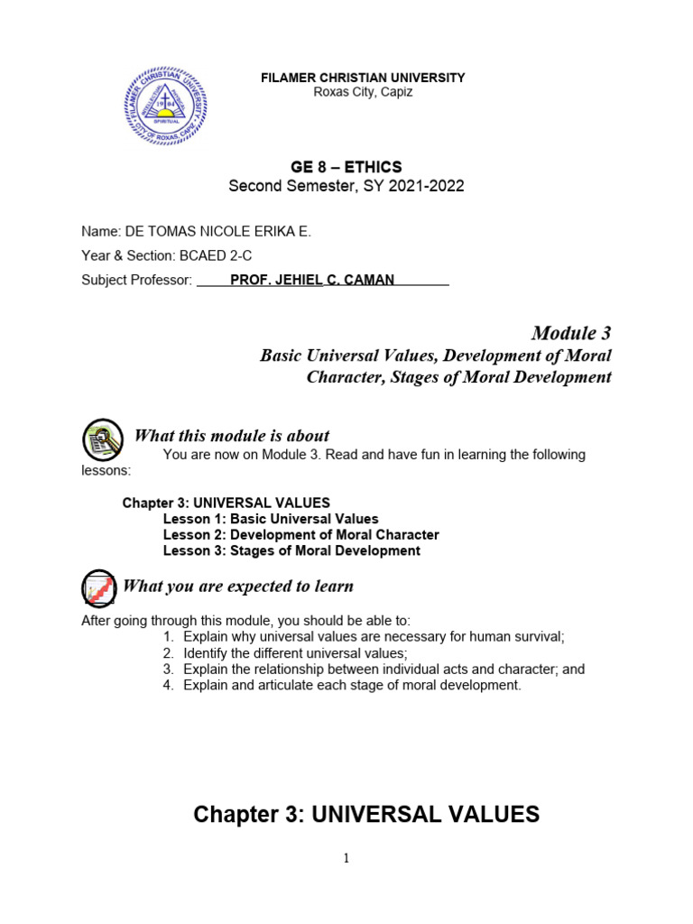 Module-3-Leson-1-and-2-SY-2021-22 (1) | PDF | Courage | Morality