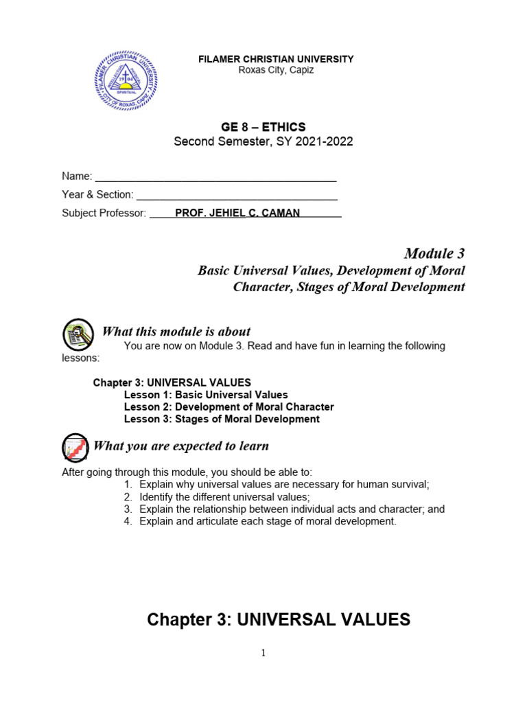 Universal Values and Moral Development | PDF | Courage | Morality