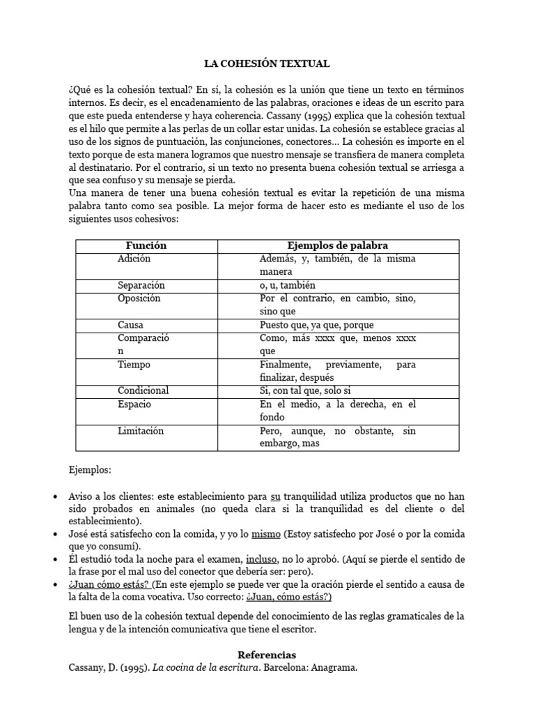 La Cohesión Textual | PDF