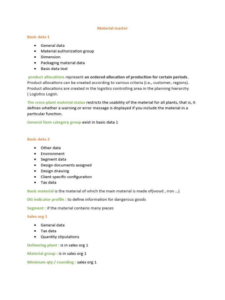 Material Master | PDF