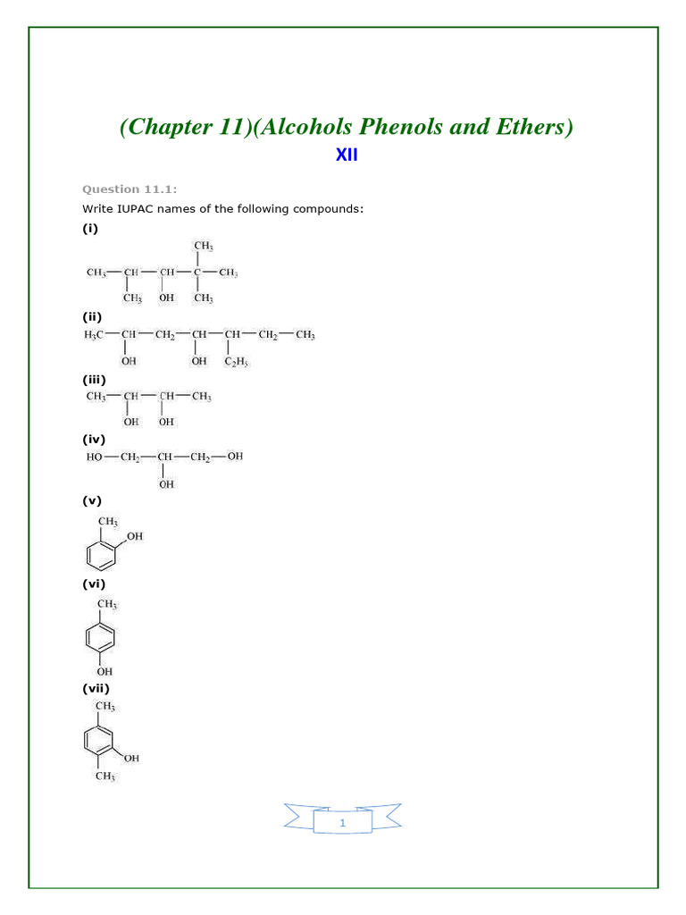 Alcohol, Phenol and Ethers | PDF | Ether | Chemical Reactions