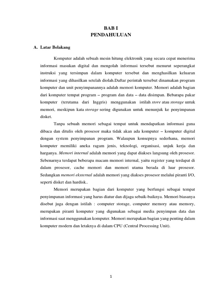 BAB 1-3 Makalah Memori Eksternal | PDF