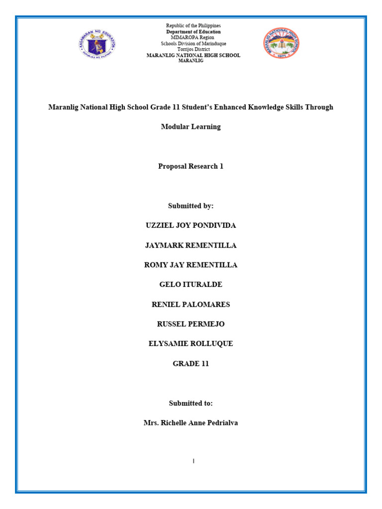 Grade 11 Modular Learning Impact Study | PDF | Educational Technology ...