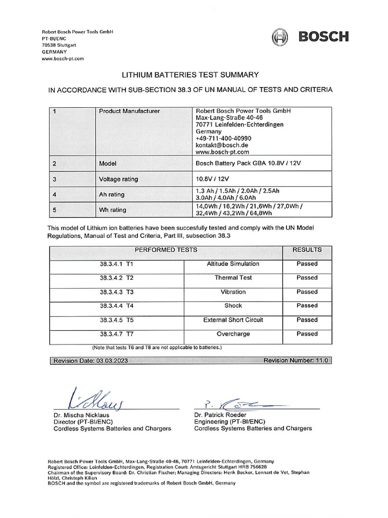 UN38.3 Test Summary | PDF