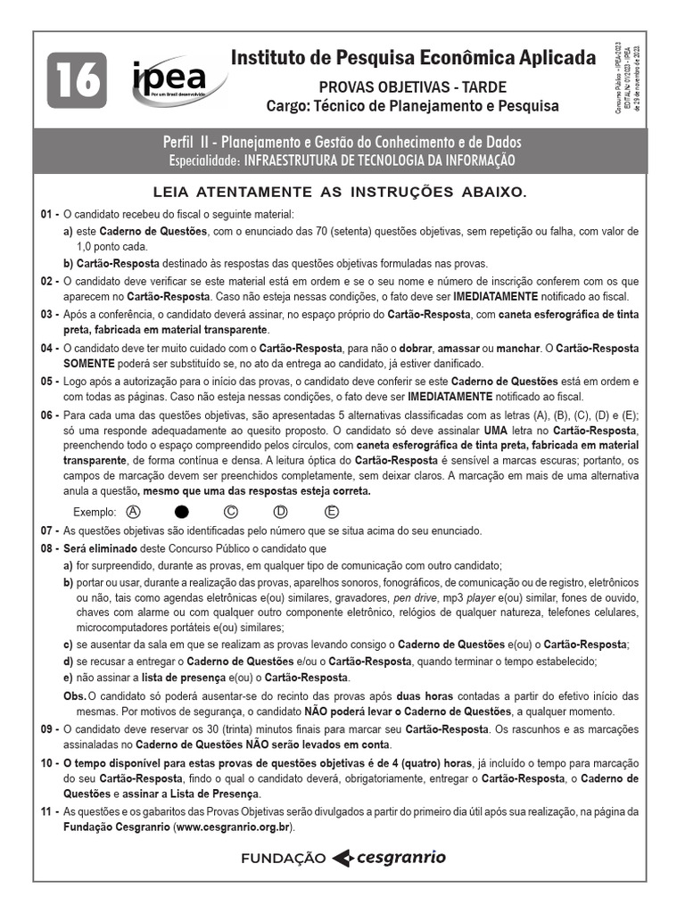 Prova Ipea Cesgranrio | PDF