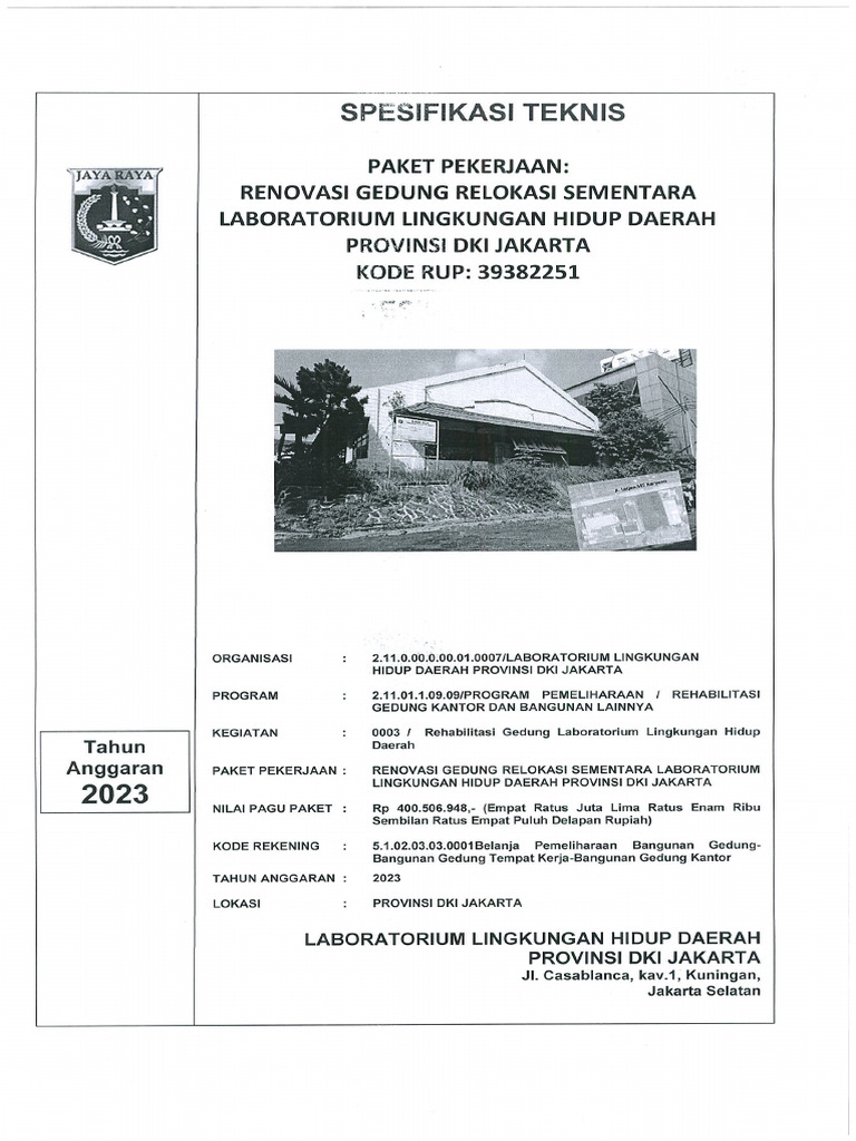 KAK Final Renovasi Gedung Relokasi 07 02 23 | PDF