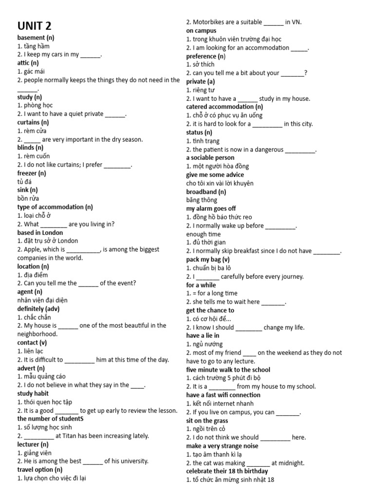 Vocab Unit 2 | PDF