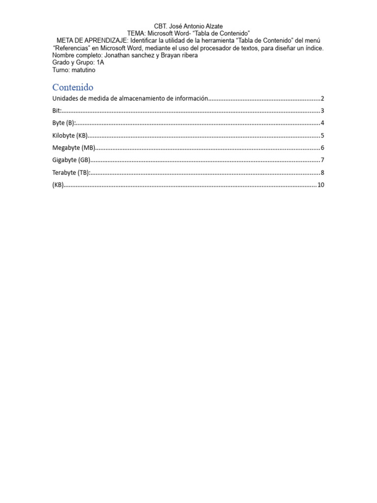 Contenido Jona y Brayan 1A Info | PDF | Byte | Poco