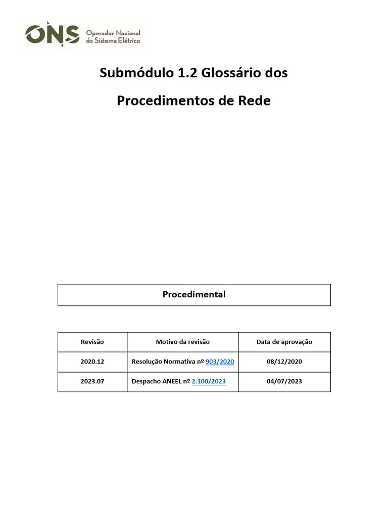 Submódulo 1.2 Glossário Dos Procedimentos de Rede | PDF | Rede de computadores | Potência (Física)