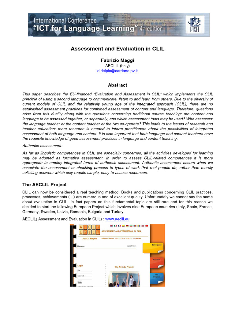 Assessment and Evaluation in CLIL | PDF | Educational Assessment ...