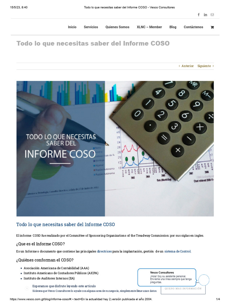 Todo Lo Que Necesitas Saber Del Informe COSO - Vesco Consultores | PDF ...