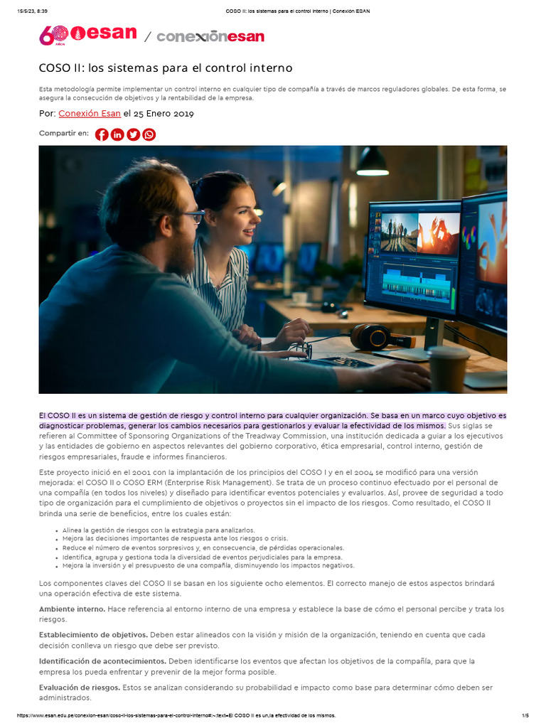 COSO II - Los Sistemas para El Control Interno - Conexión ESAN | PDF