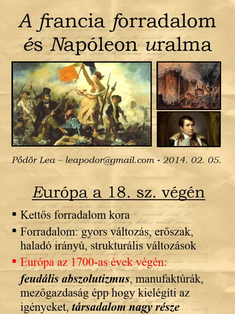 A Francia Forradalom És Napóleon Uralma | PDF