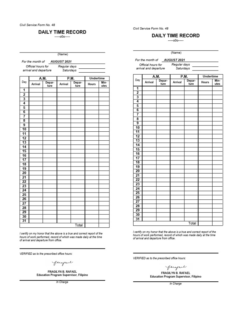 Civil Service Form No .48 | PDF