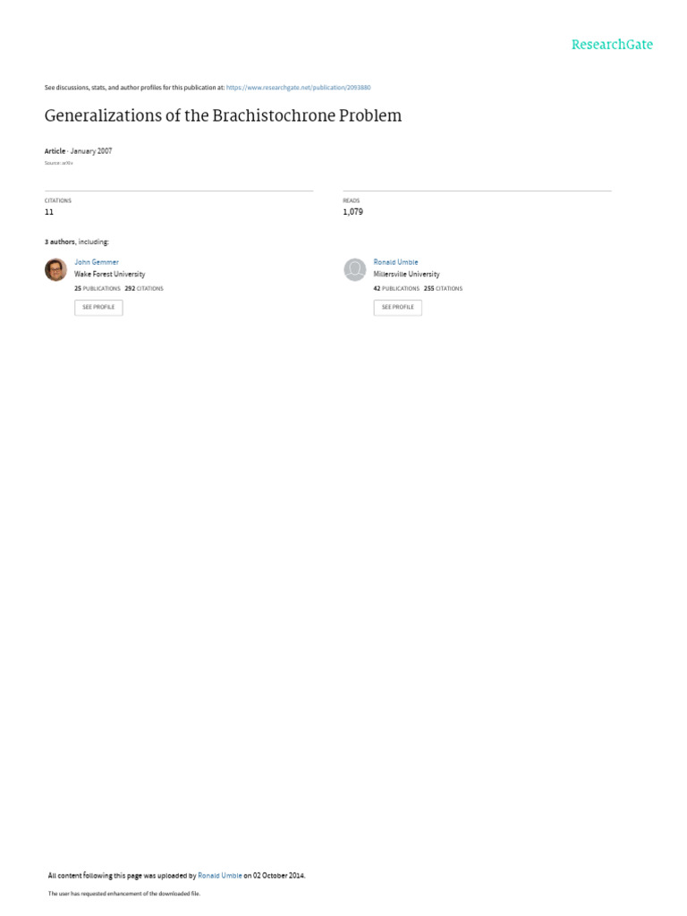 Generalizations of The Brachistochrone Problem: January 2007 | PDF