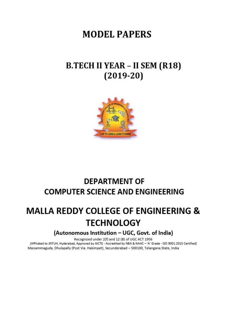 Cse 2-2 Model Papers (2019-20) | PDF | Databases | Intellectual Property
