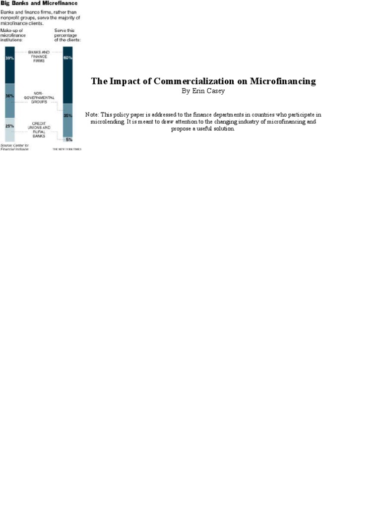 The Impact of Commercialization On Microfinancing: by Erin Casey | PDF ...