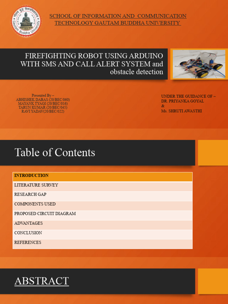 Firefighting Robot Using Arduino With Sms And Call Download Free Pdf Arduino Robot 