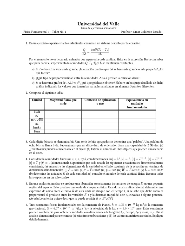 FF1 Taller1 | PDF | Poco | Ecuaciones