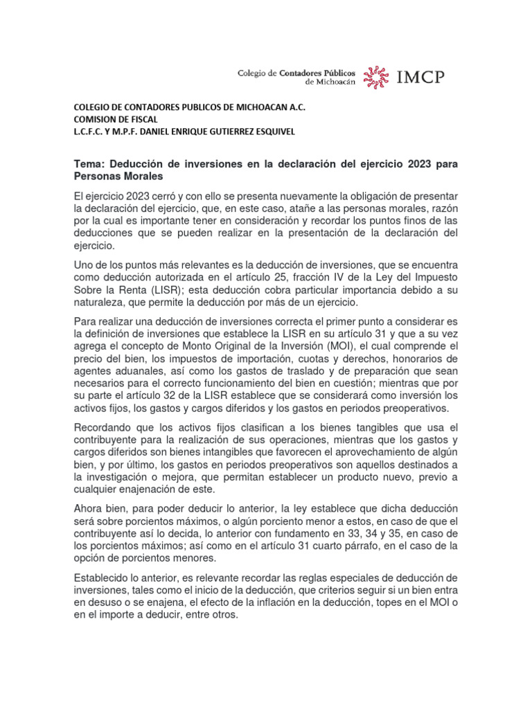 Boletin Fiscal Febrero 2024 Daniel Gutierrez | PDF | Inversiones | Impuesto sobre la renta