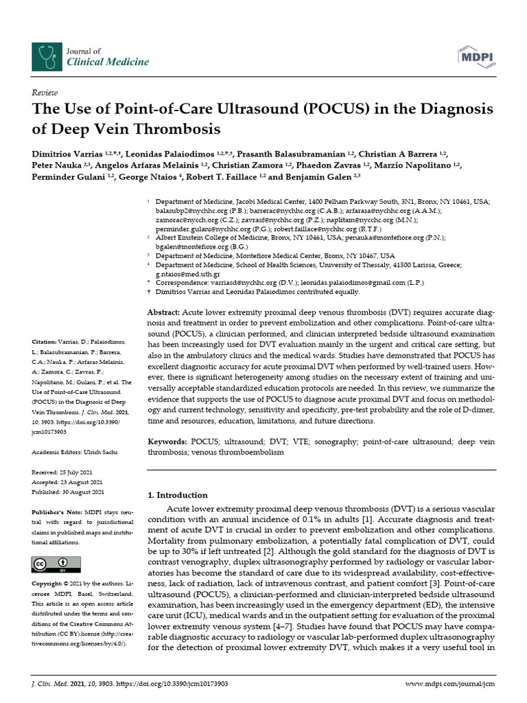 The Use of Point-of-Care Ultrasound POCUS in The D | PDF | Medical ...