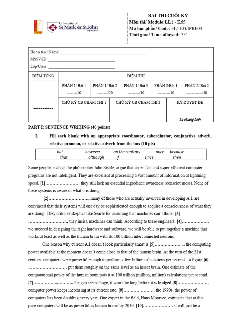LL1-final Test-2021-K65 | PDF