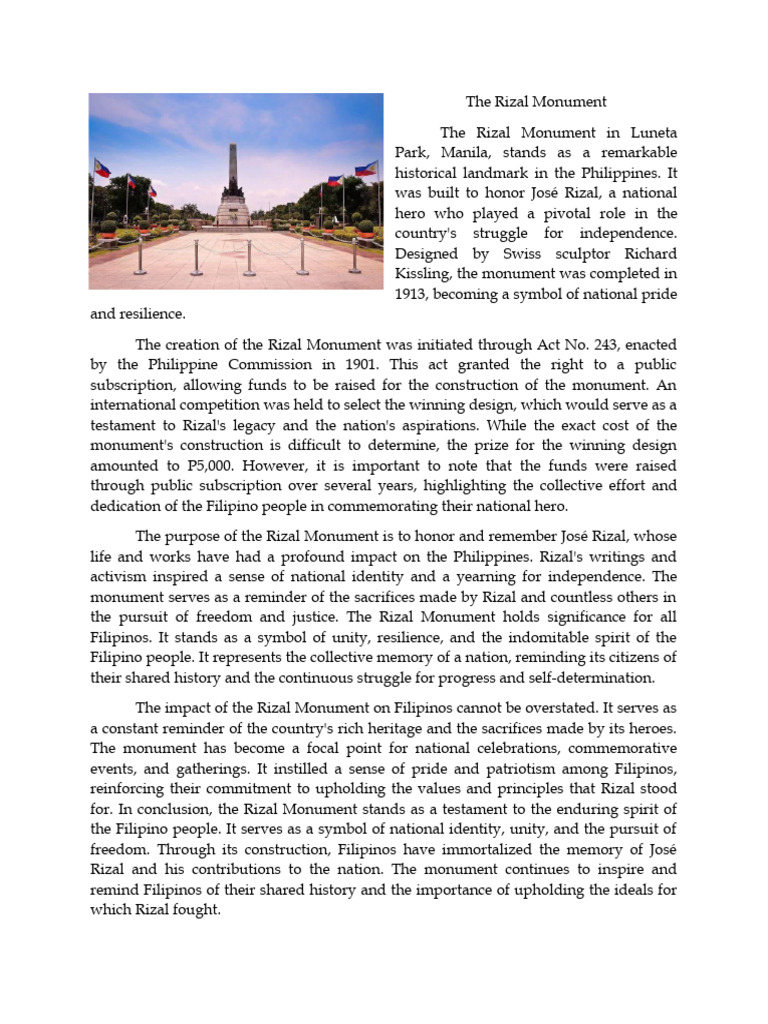 The Rizal Monument | PDF | Philippines
