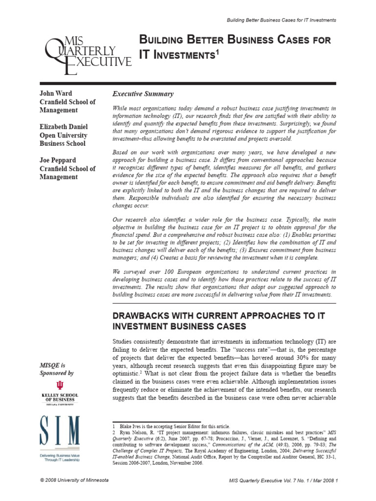 Building Better Business Cases With IT | PDF | Sales | Investing