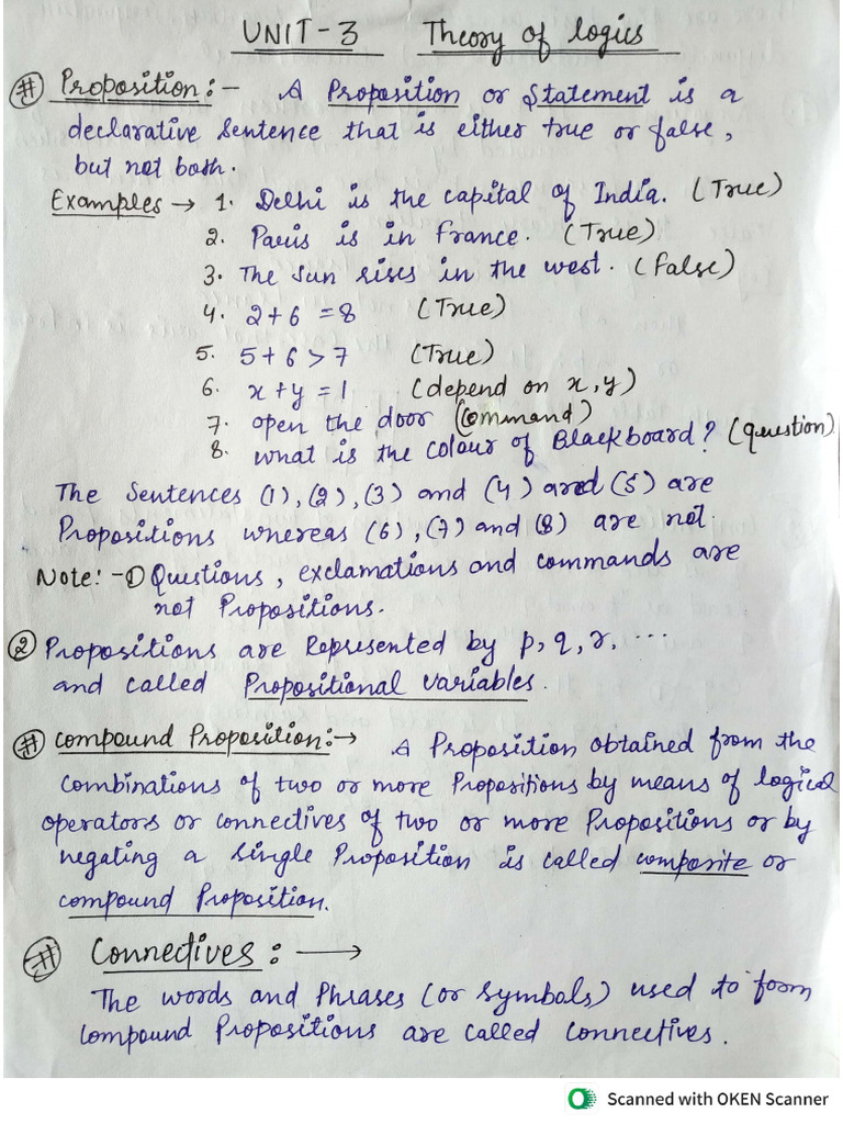 DSTL - UNIT-3 (Theory of Logics) | PDF