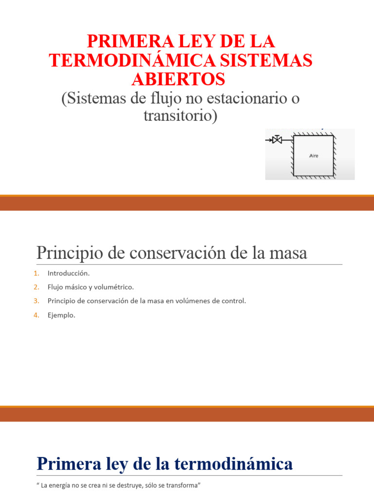 Primera Ley de La Termodinámica en Sistemas Abiertos - P. Transitorio | PDF