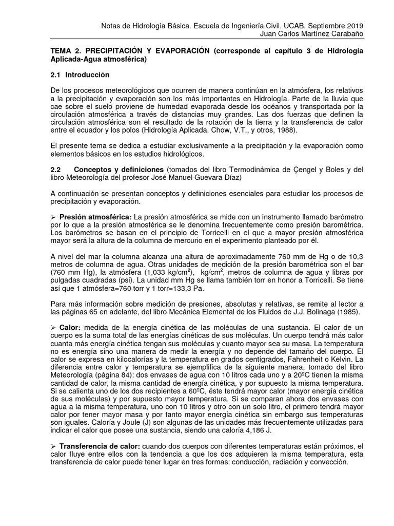 Tema 2. Precipitacion y Evaporacion | PDF