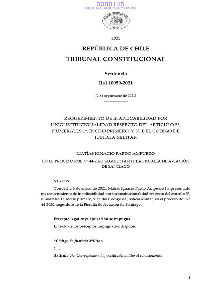 Fallo TC 10059-21-INA | PDF | Debido al proceso | Jurisdicción