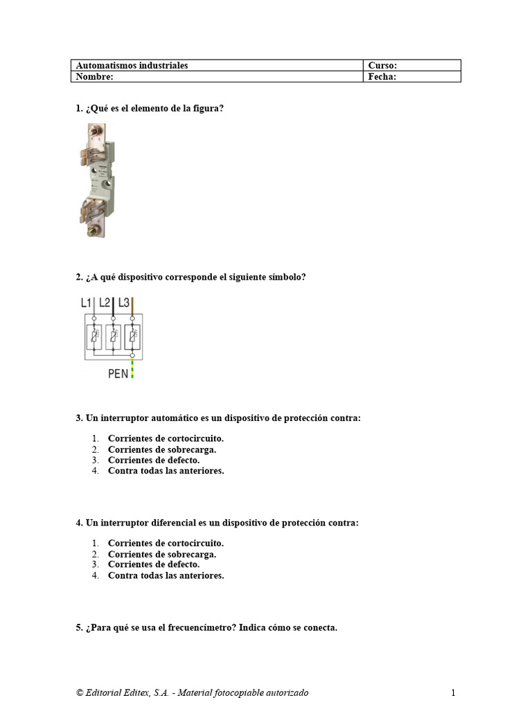 Ejercicios 2 Ev. Tema 3. Sin. Mohammed | PDF | Corriente eléctrica | Fusible (Eléctrico)