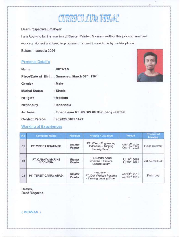 Cv. Ridwan - Blaster Painter | PDF