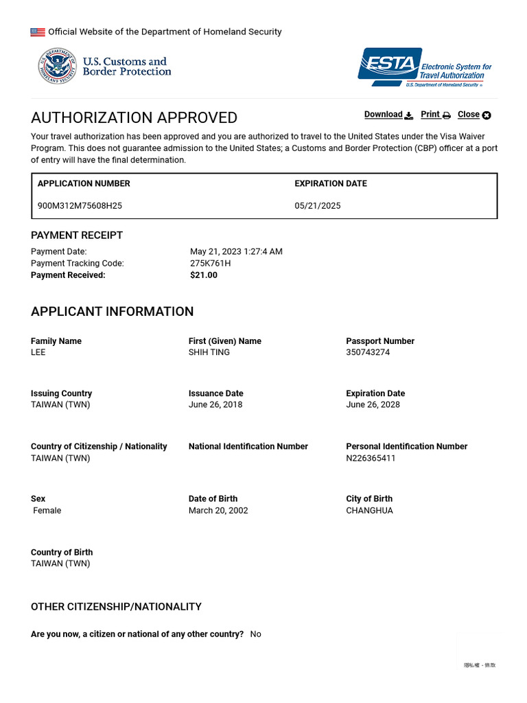 Official ESTA Application Website, U.S. Customs and Border Protection ...