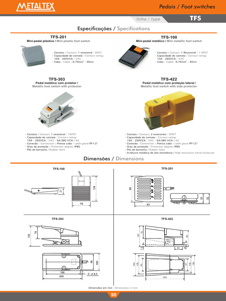 Especificações do Pedal TFS-422 | PDF