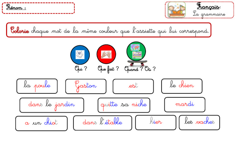 Grammaire en 3D : Exercices Colorés | PDF