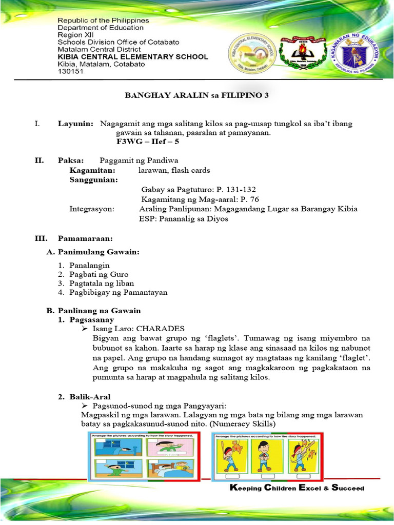 BANGHAY ARALIN sa FILIPINO 3 tin... | PDF