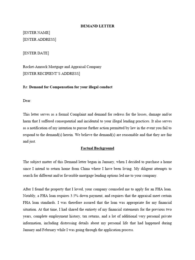 Demand Letter - Fha Loan | Download Free PDF | Loans | Mortgage Loan