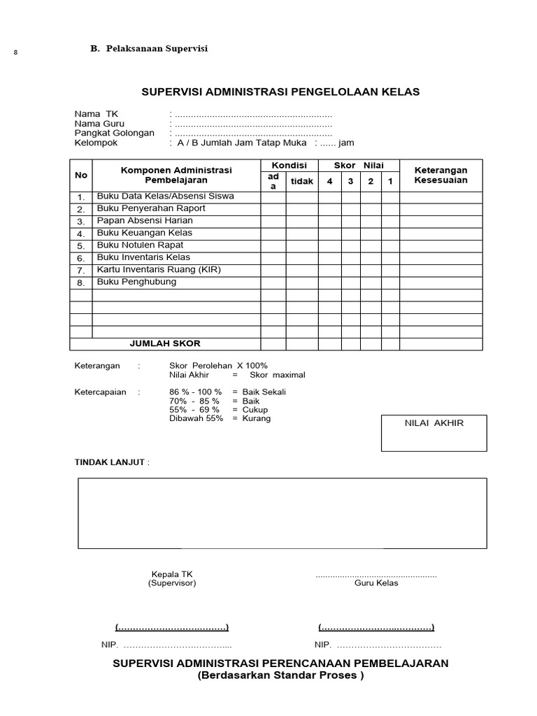 Supervisi Administrasi Penilaian Pembelajaran | PDF