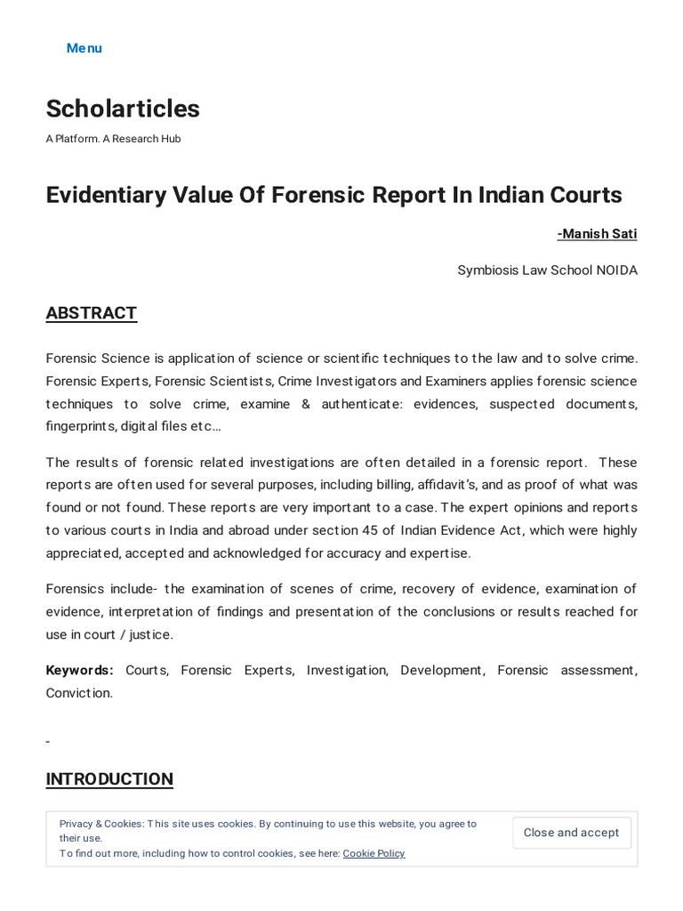 Forensic Reports in Indian Courts | PDF | Forensic Science | Arrest