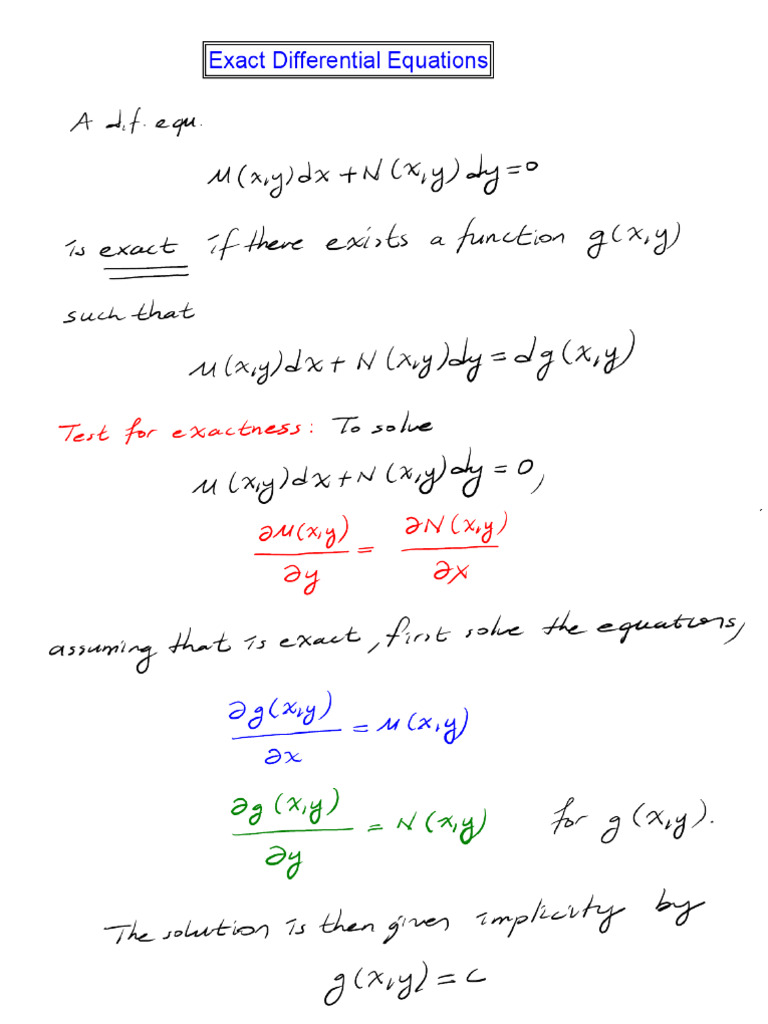5.1 Exact Differential Equations | PDF