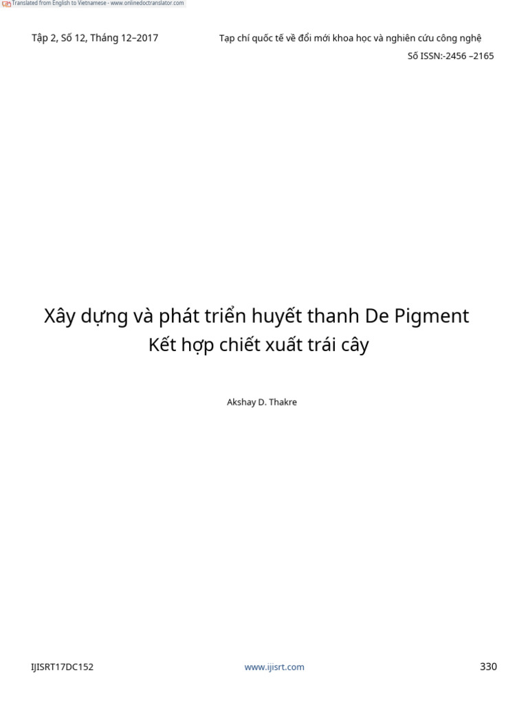 Formulation and Development of de Pigment Serum Incorporating Fruits ...