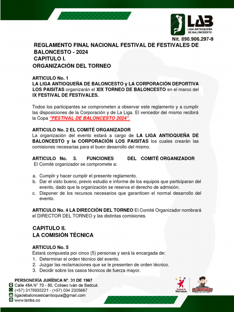 Reglamento Final Nacional Ene 2024 | PDF | Árbitro