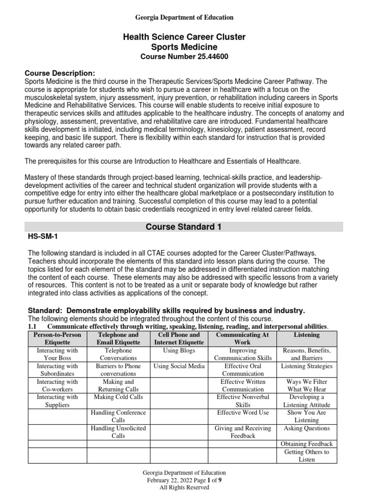 Sports Medicine Course Syllabus | PDF | Résumé | First Aid